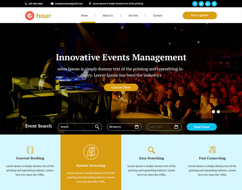E Hour - Event Management PSD Template - TemplateMonster
