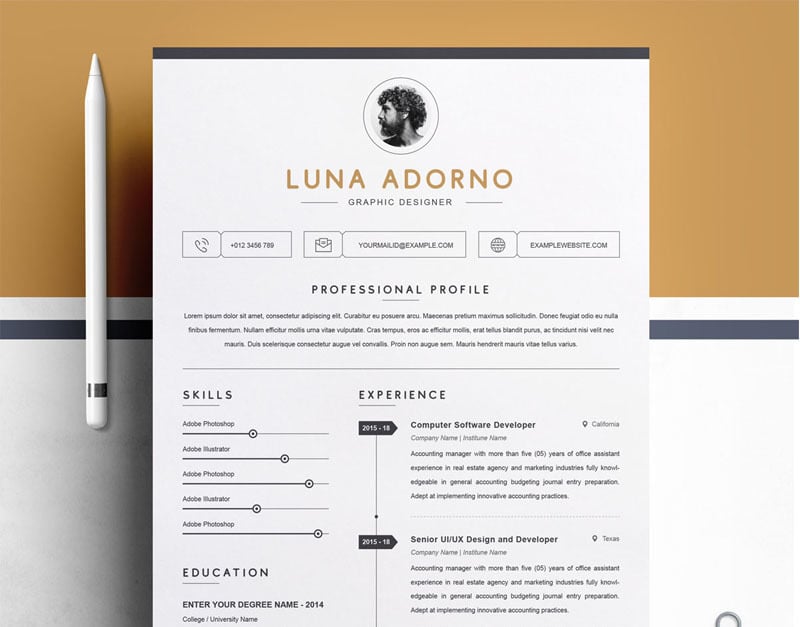 Modèle de CV Luna Adorno #84410 - TemplateMonster