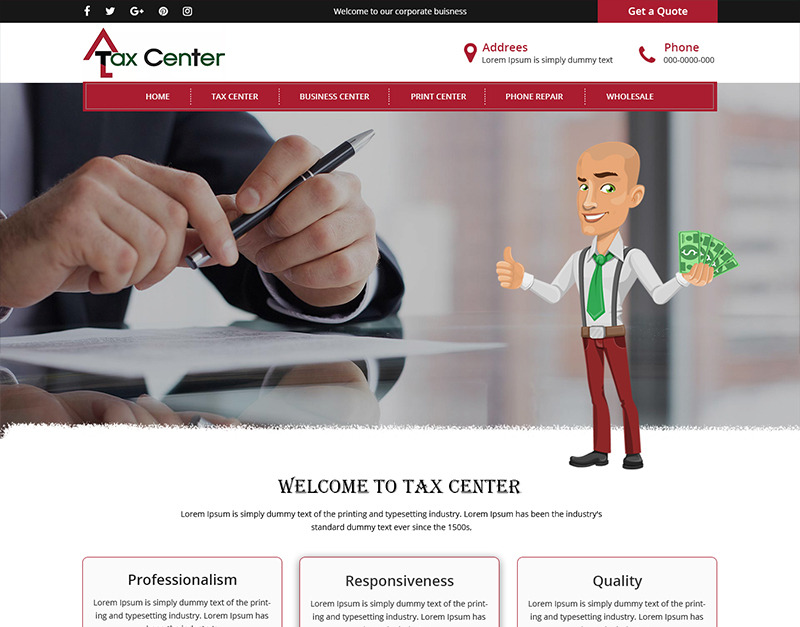 Tax Center - Tax Consultation Company PSD Template