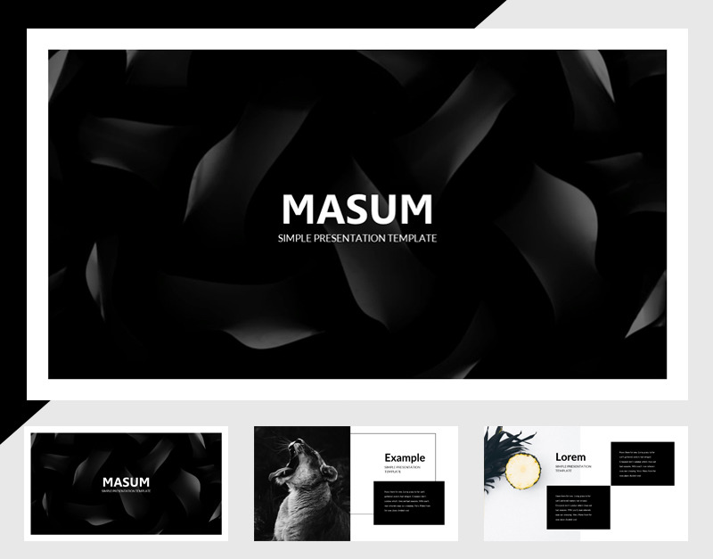 Modèle PowerPoint noir et blanc Masum - TemplateMonster