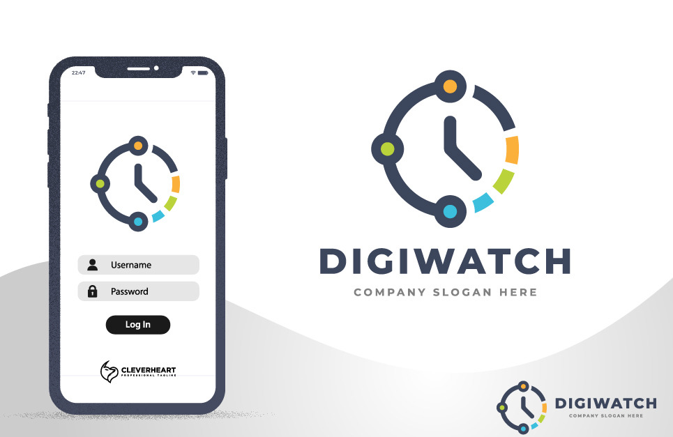 Smart Digital Watch - Data Time Technology Logo Design