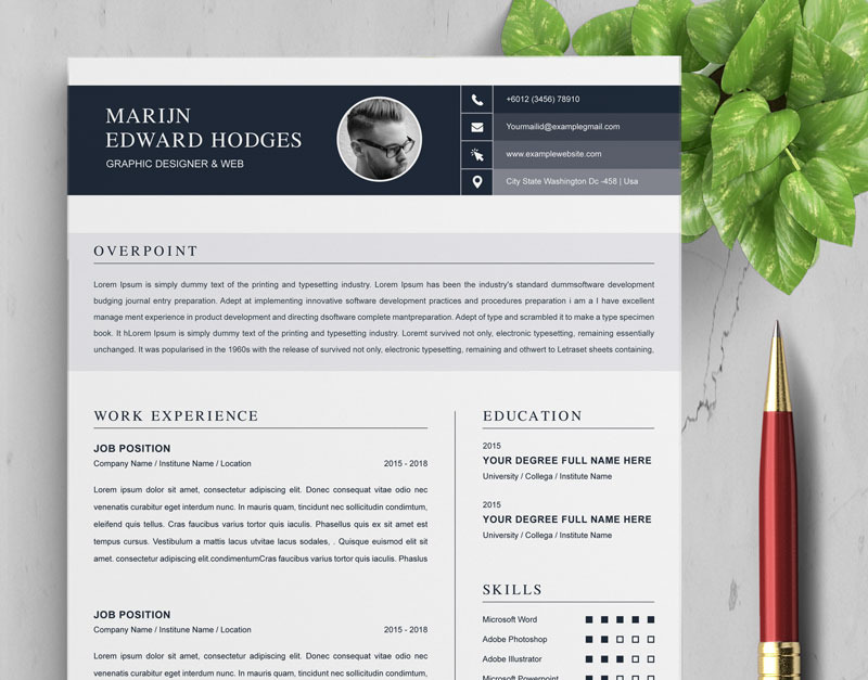 Edward Resume Template #86609 - TemplateMonster