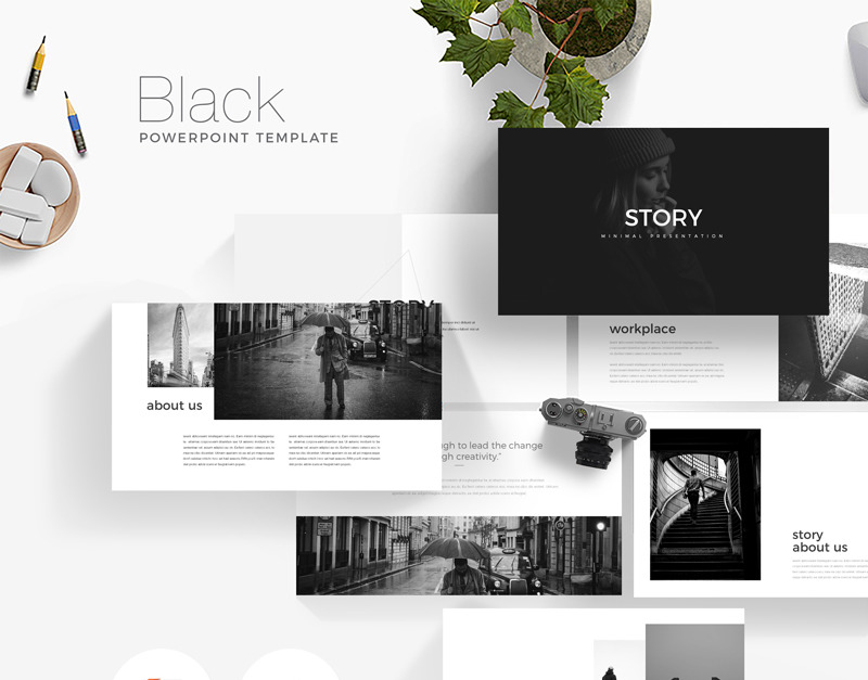 Black Presentation PowerPoint template - TemplateMonster