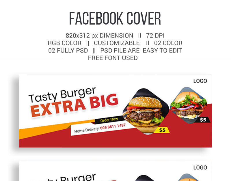 Food Facebook Cover Social Media Template - TemplateMonster