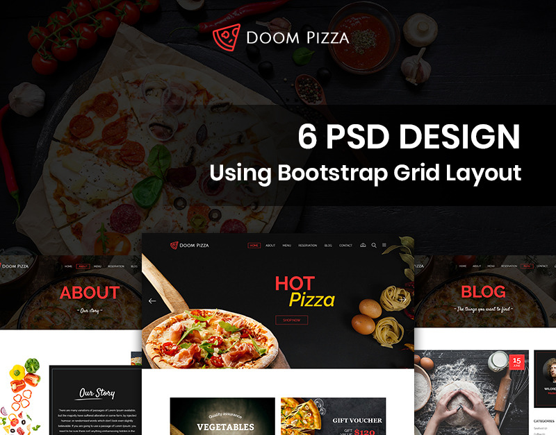 Doom Pizza - Plantilla PSD de pizza #87461 - TemplateMonster