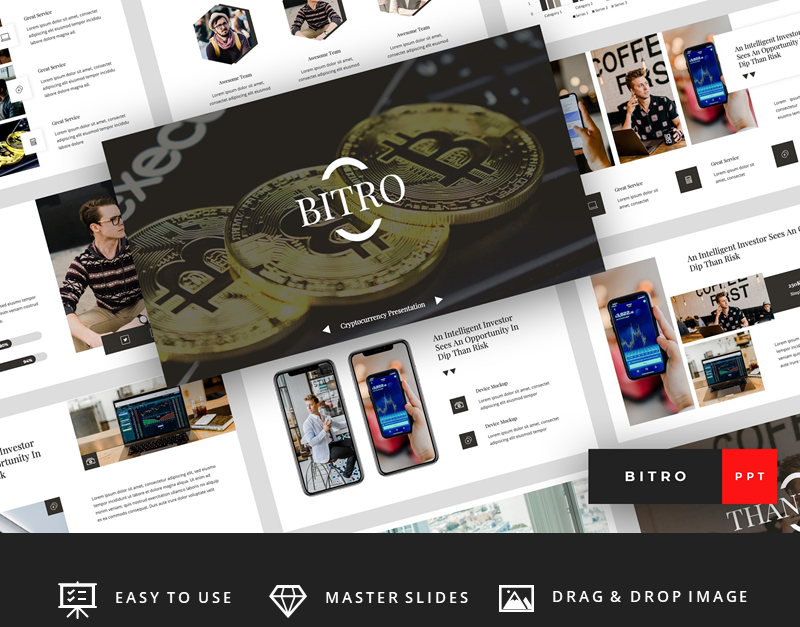 Bitro - Kripto Para Birimi Sunumu PowerPoint şablonu