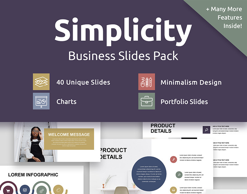 Simplicity Business Slides Pack PowerPoint template