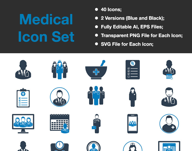 Medical - Premium Vector Icon Set #88535 - TemplateMonster