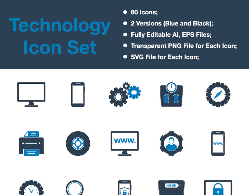 Technology - Premium Vector Icon Set - TemplateMonster
