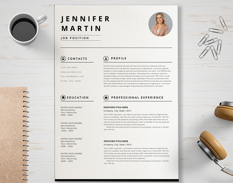 Jennifer Martin Resume Template #89002 - TemplateMonster