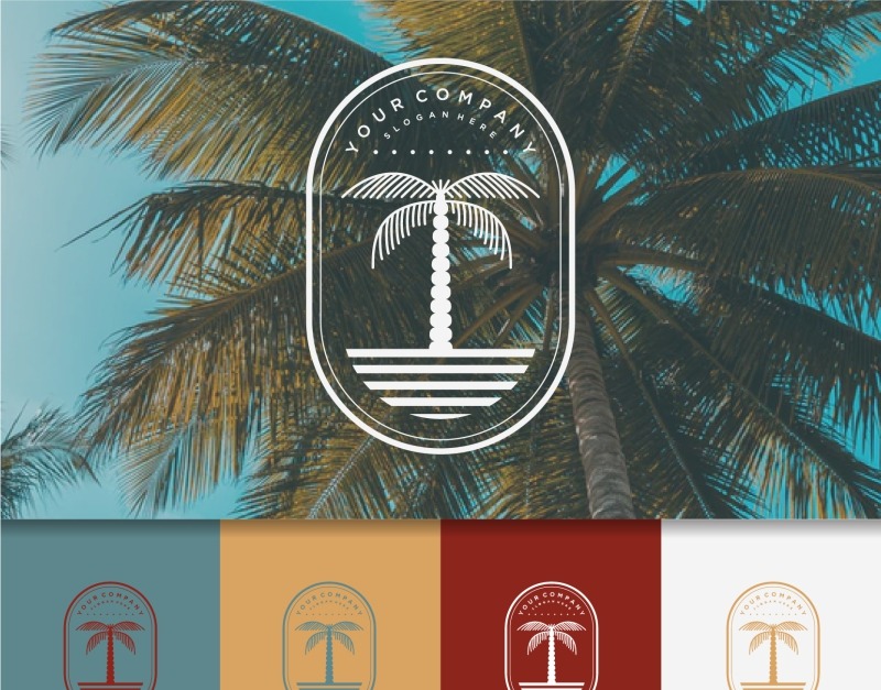 Caribbean Design Palm Trees Logo Template - TemplateMonster