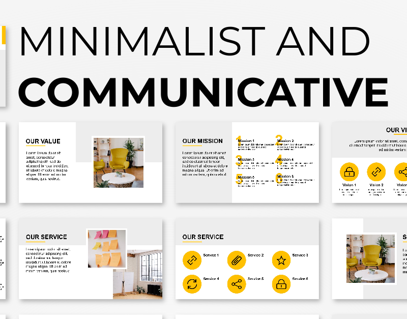 Minimalist and Communicative Presentation PowerPoint template
