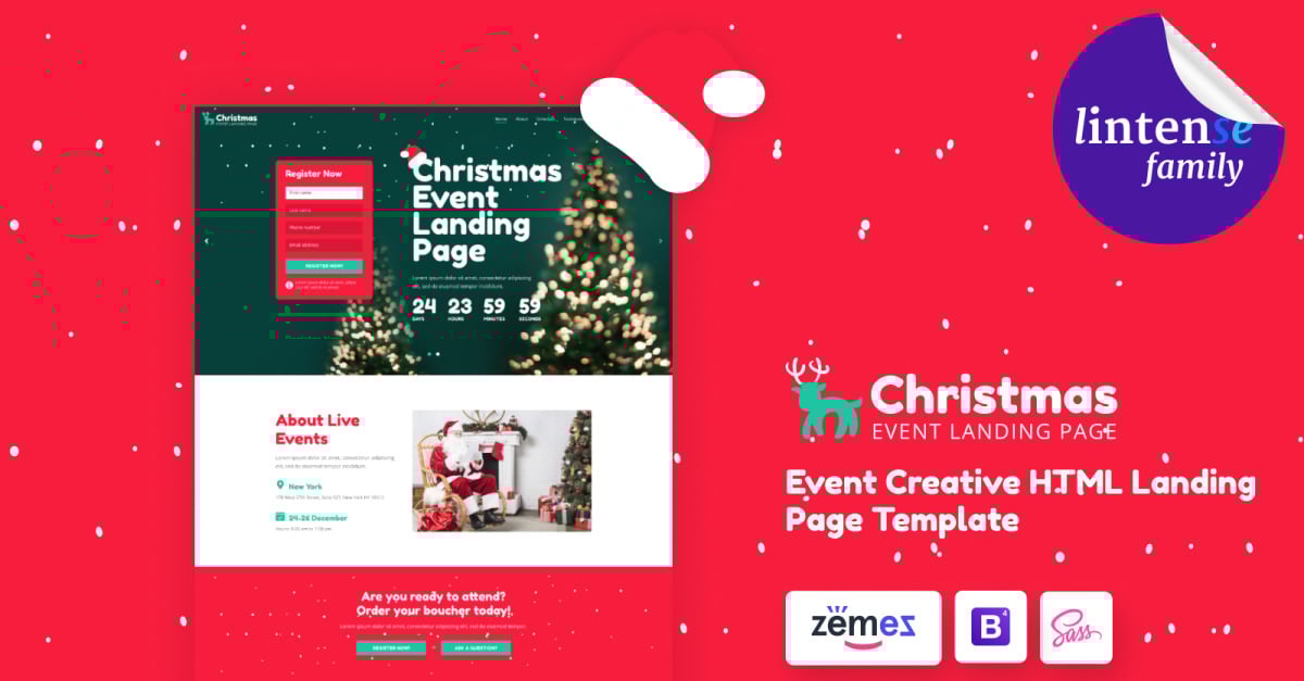 Lintense Christmas - Winter Holiday HTML Landing Page Template