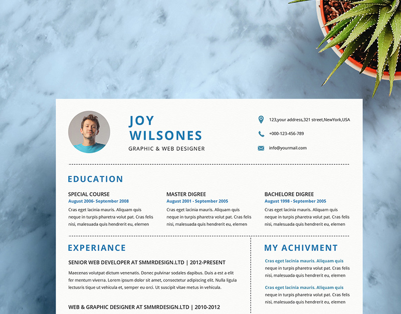 Joy Wilsones v05 Resume Template #89674 - TemplateMonster
