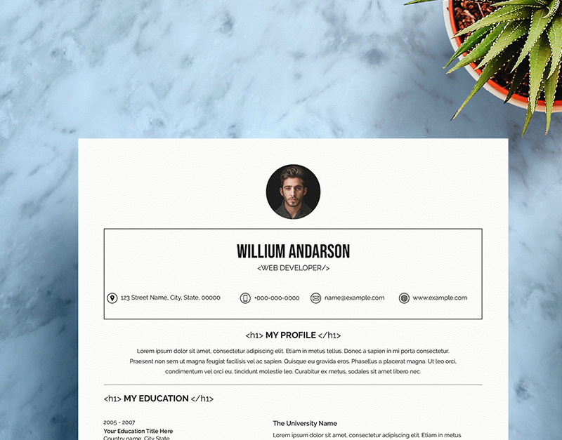 Modelo de currículo para Willium Andarson Web Developer v09