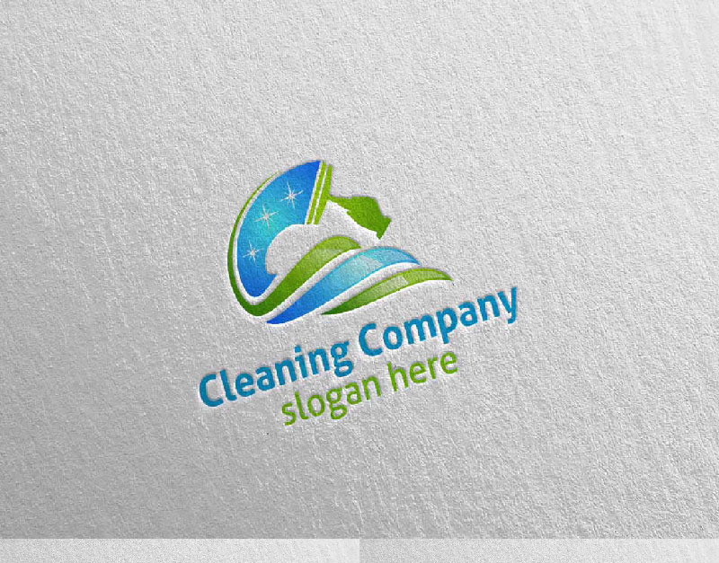 Cleaning Service with Eco Friendly 8 Logo Template