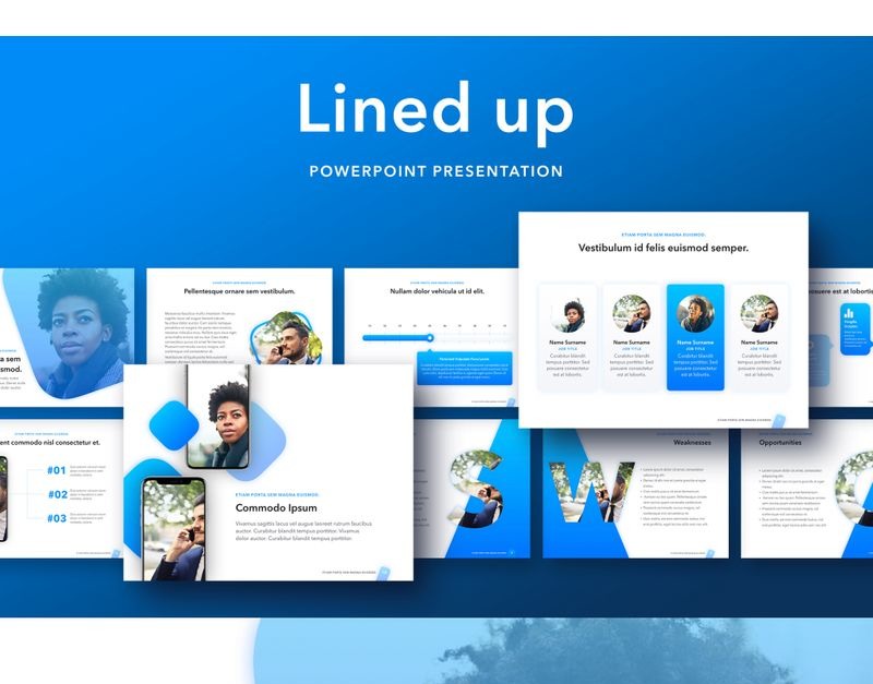Lined Up PowerPoint template #90347 - TemplateMonster