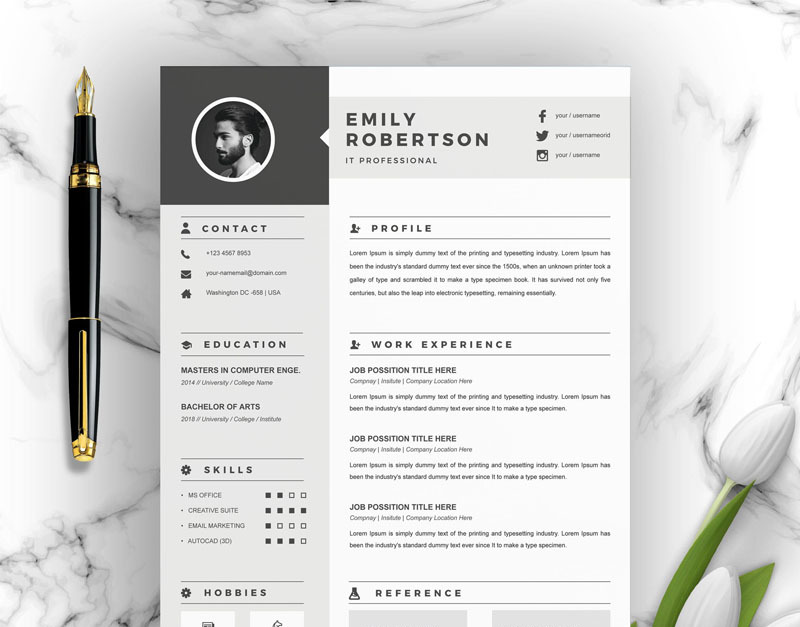 Modèle de CV Emily #90608 - TemplateMonster