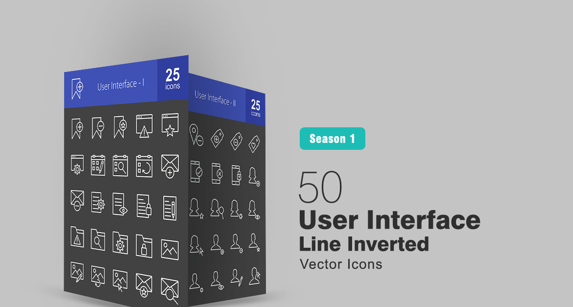 50 User Interface Line Inverted Icon Set - TemplateMonster