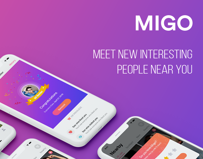 MIGO Dating - Mobile App UI Elements - TemplateMonster