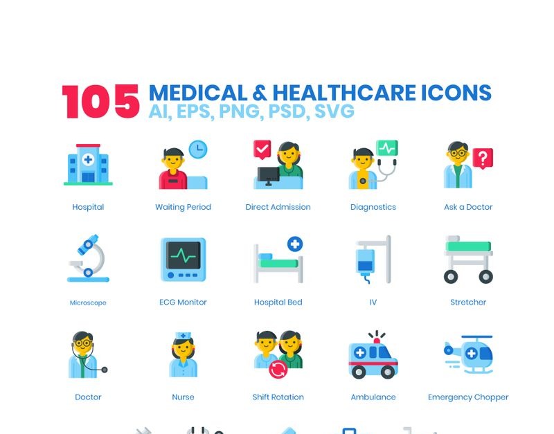 105 Medical _ Healthcare Icons - 3D Series Set