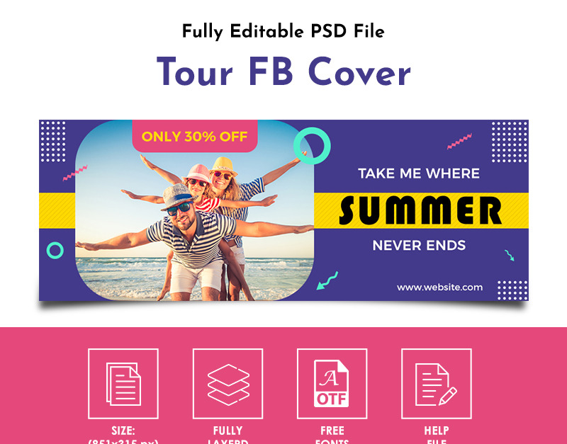 Tour Facebook Cover Social Media Template - TemplateMonster