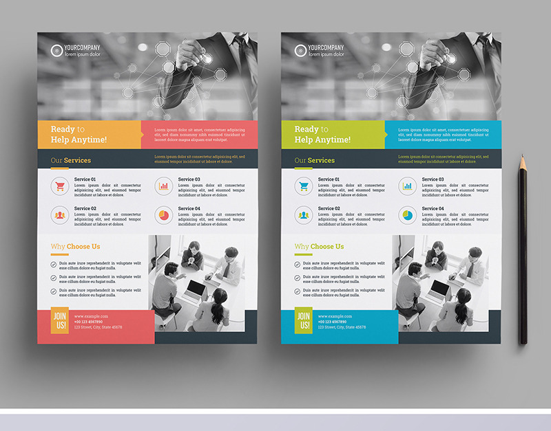 Flyer Layout with Colorful - Corporate Identity Template
