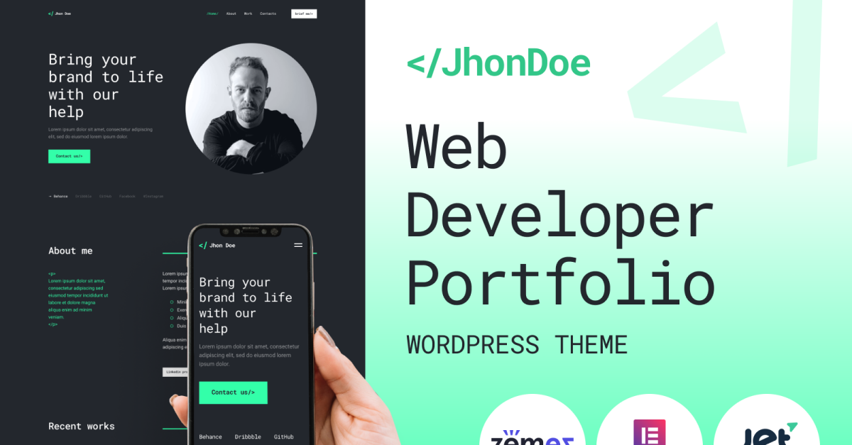 Jhon Doe - Web Developer WordPress Theme for Programmer Portfolio