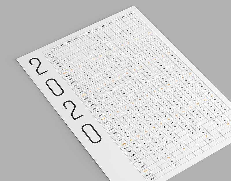 Poster Calendar 2020 Black and White Planner