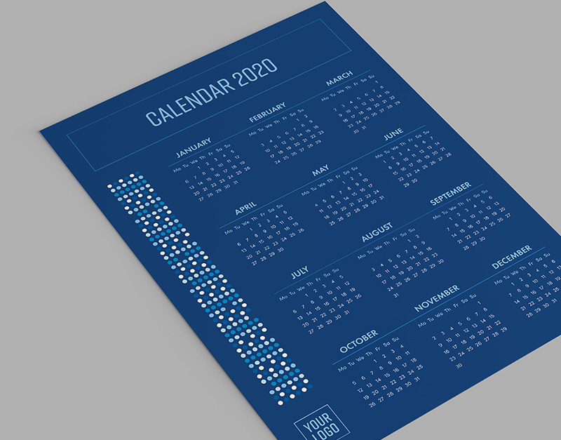 Poster Calendar 2020. Classic Blue Planner - TemplateMonster