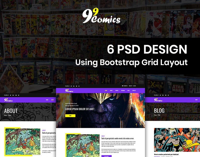 99 comics - Comics PSD Template #92482 - TemplateMonster