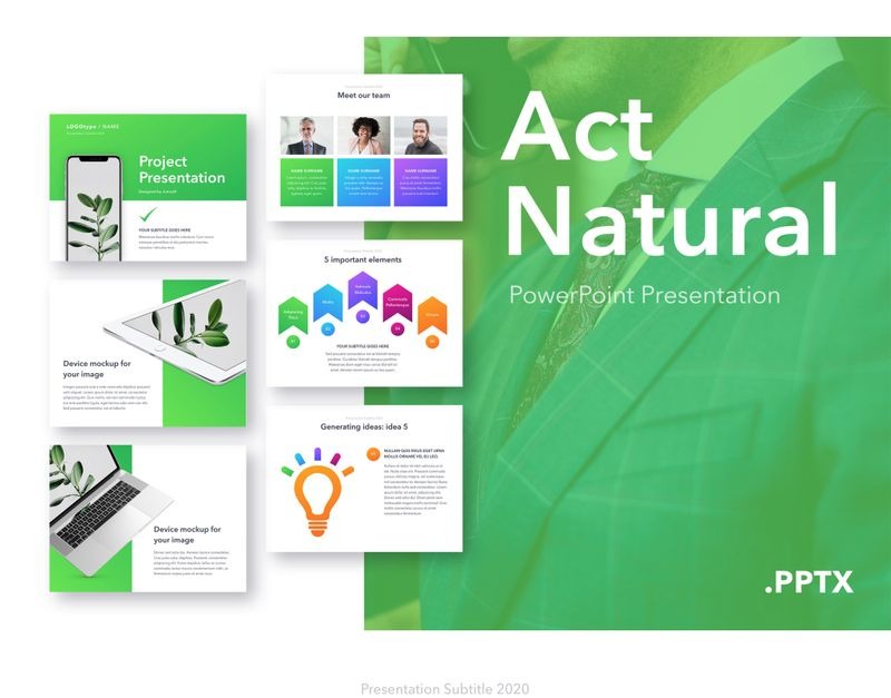 Act Natural PowerPoint template #92558 - TemplateMonster