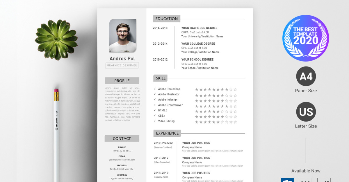 Andros Pol – CV & Resume Template - TemplateMonster