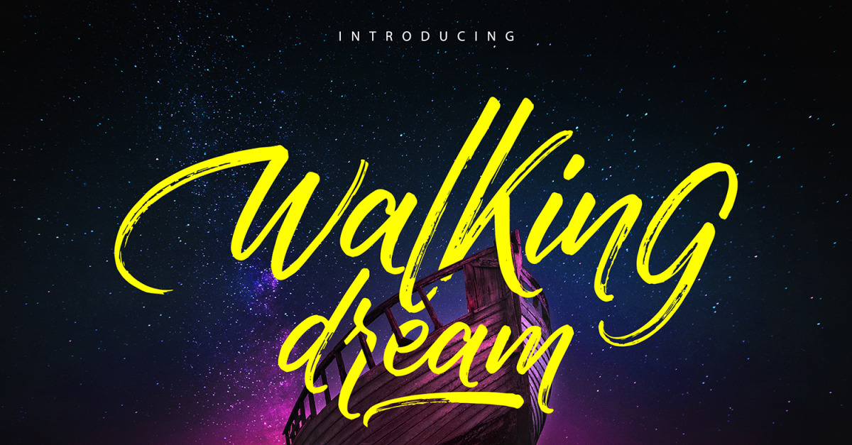 Walking Dream | A Handcrafted Drybrush Lettering Cursive Font