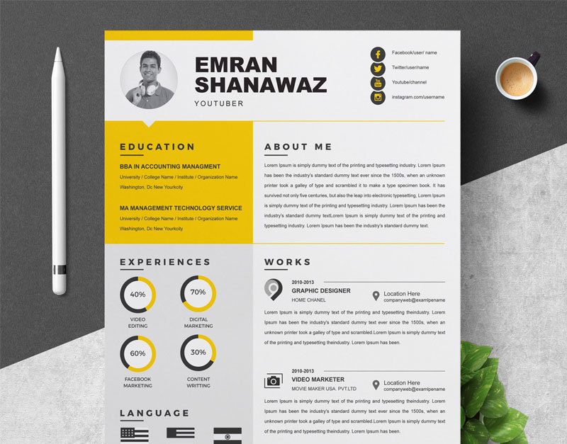 Emran Resume Template #94091 - TemplateMonster