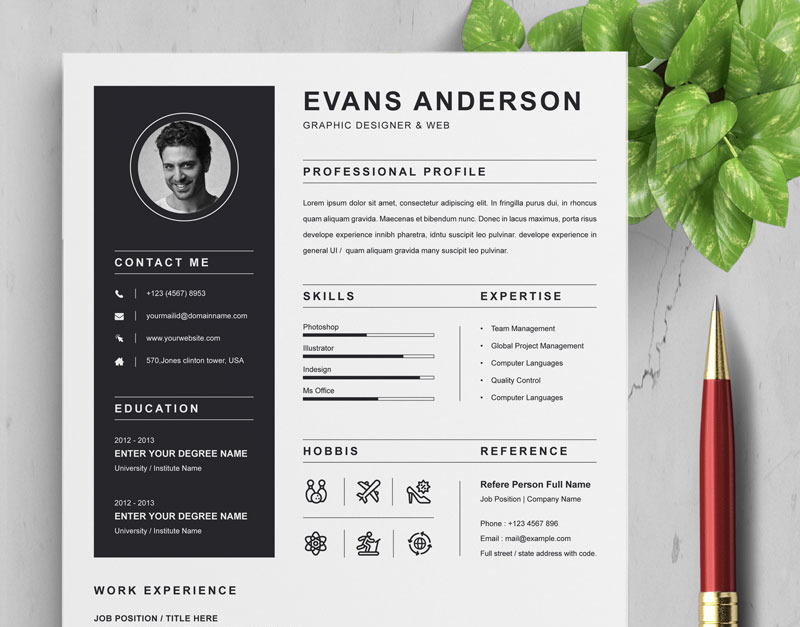 Evans Resume Template #94761 - TemplateMonster