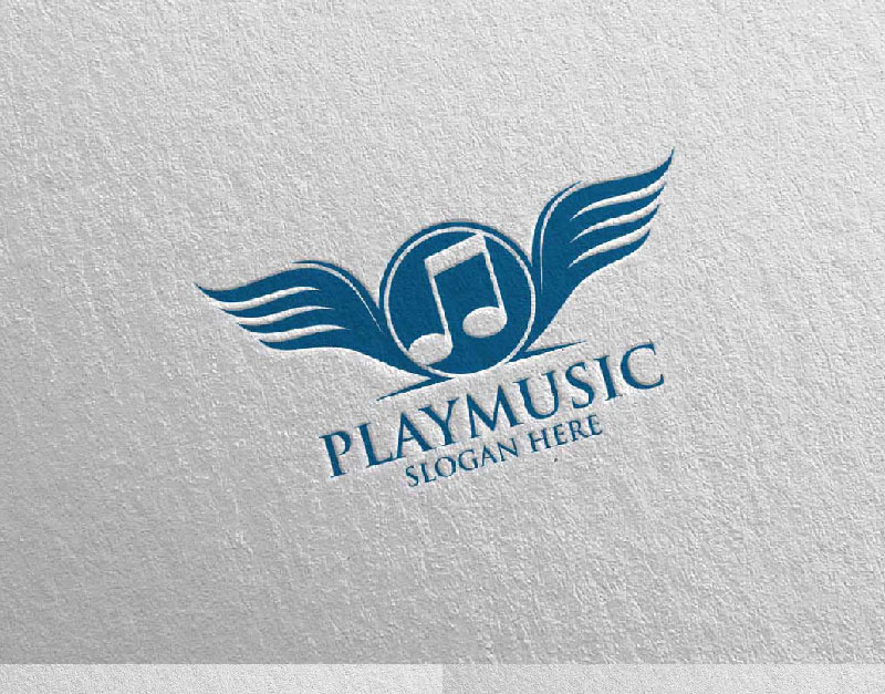 Music with Note and Wing Concept 31 Logo Template