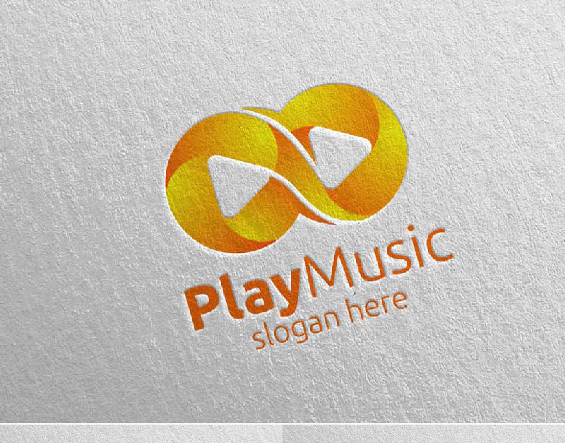 Music with Infinity and Play Concept 68 Logo Template