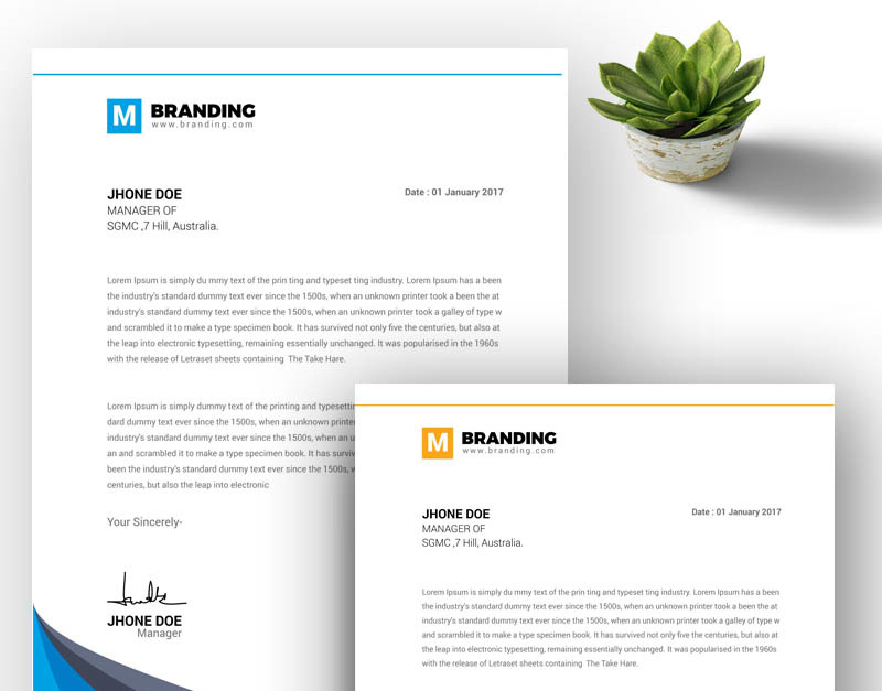 Job Letterhead M - Corporate Identity Template