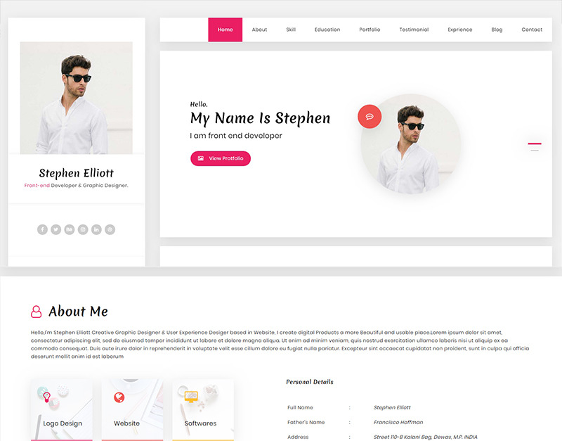Stephen - Resume HTML Landing Page Template - TemplateMonster