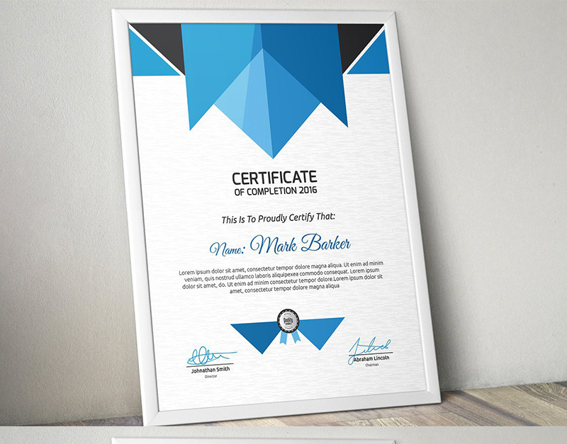 Geometric Portrait Mode Certificate Template