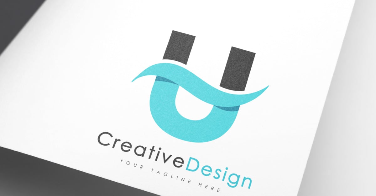 Creative U Letter Blue Wave Design Logo Template