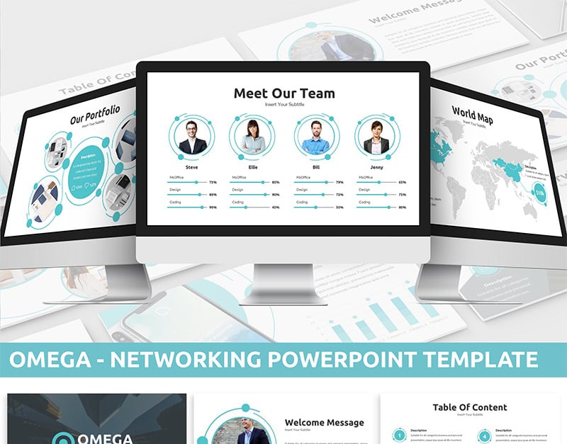 Omega - Plantilla de PowerPoint para redes - TemplateMonster