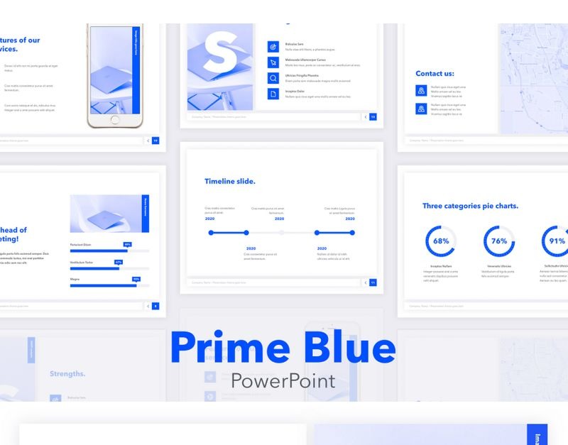 Prime Blue PowerPoint-Vorlage #96693 - TemplateMonster