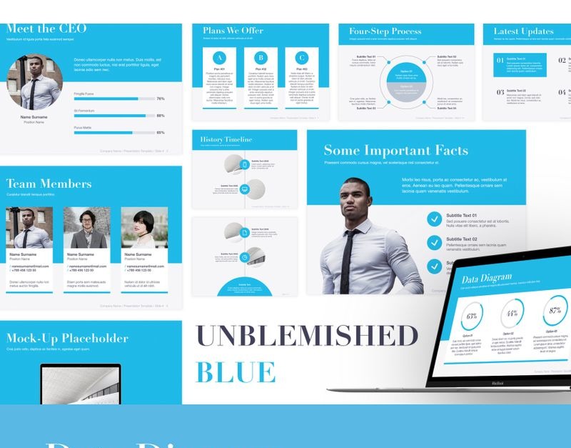 Unblemished Blue - Keynote template #96673 - TemplateMonster
