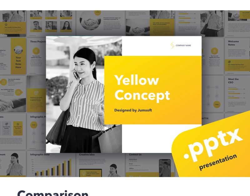 PowerPoint-Vorlage für das gelbe Konzept - TemplateMonster