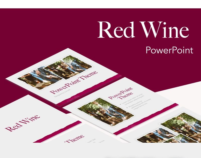 Red Wine PowerPoint template #96709 - TemplateMonster