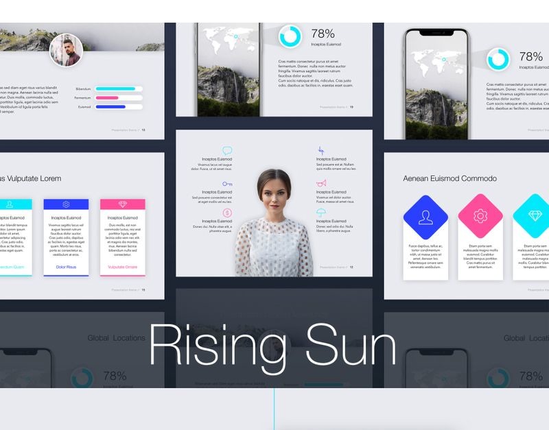 Rising Sun PowerPoint template #96705 - TemplateMonster
