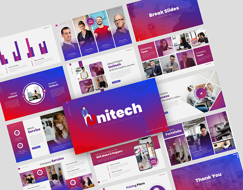 Unitech - PowerPoint şablonu #97190 - TemplateMonster