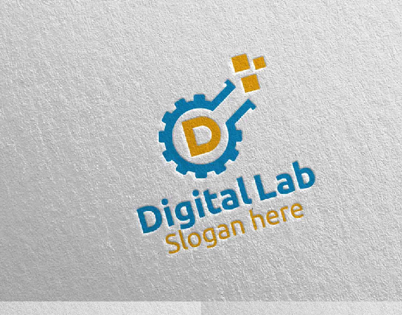 Laboratório digital, letra D para marketing digital 82 Modelo de logotipo